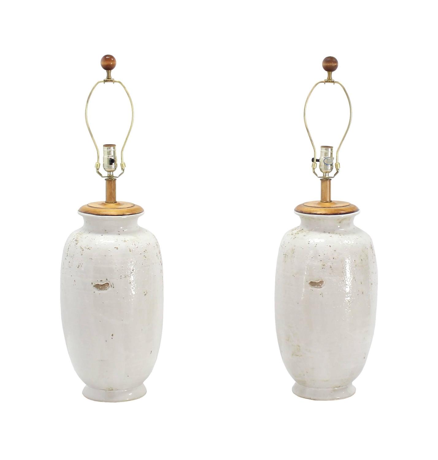 Pair of Pottery Table Lamps For Sale at 1stdibs