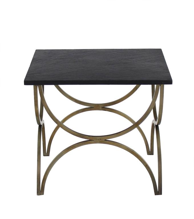 Decorative Slate Top Square Occasional Side Table For Sale at 1stDibs