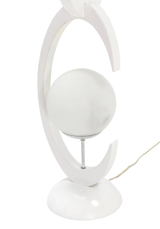 Unusual Mid-Century Modern "C" Shape Table Lamp with Glass Globes ...