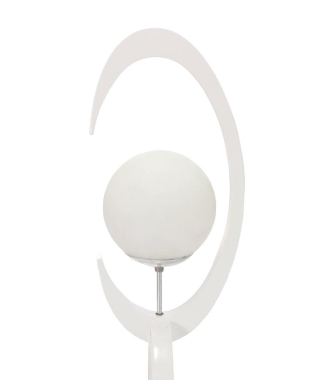 Unusual Mid-Century Modern "C" Shape Table Lamp with Glass Globes ...