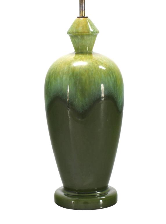 Art Pottery Olive Green Vase Shape Base Table Lamp at 1stDibs