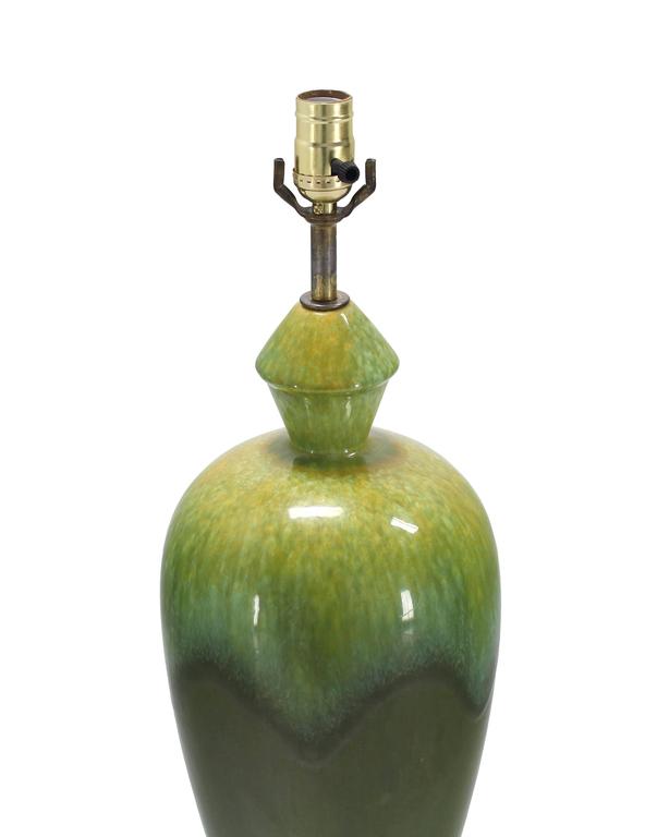 Art Pottery Olive Green Vase Shape Base Table Lamp at 1stDibs