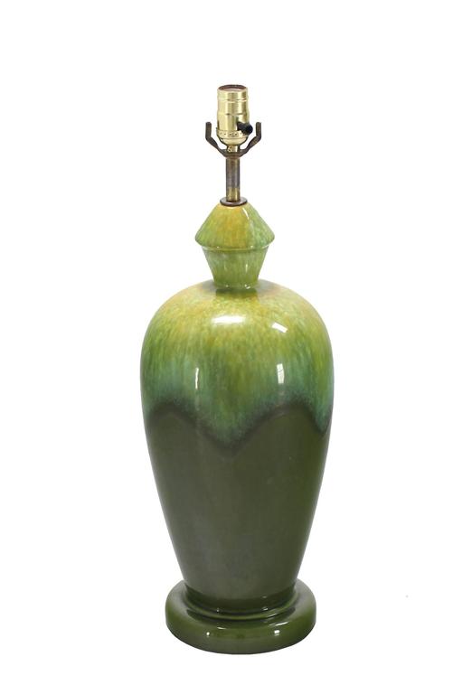 Art Pottery Olive Green Vase Shape Base Table Lamp at 1stDibs