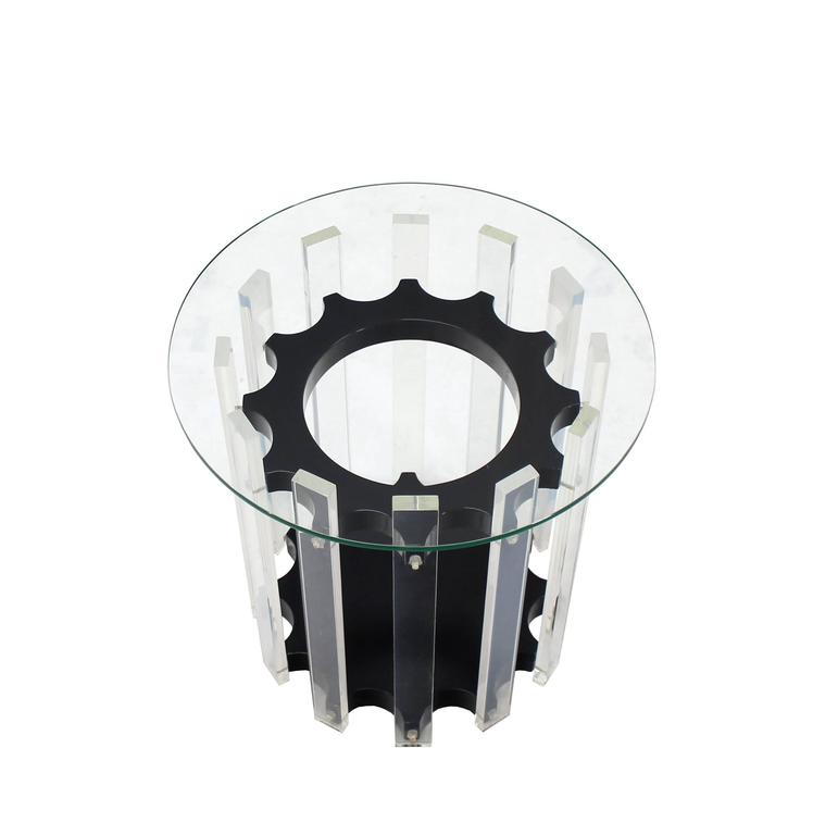 Lucite Base Round Side Table For Sale at 1stDibs