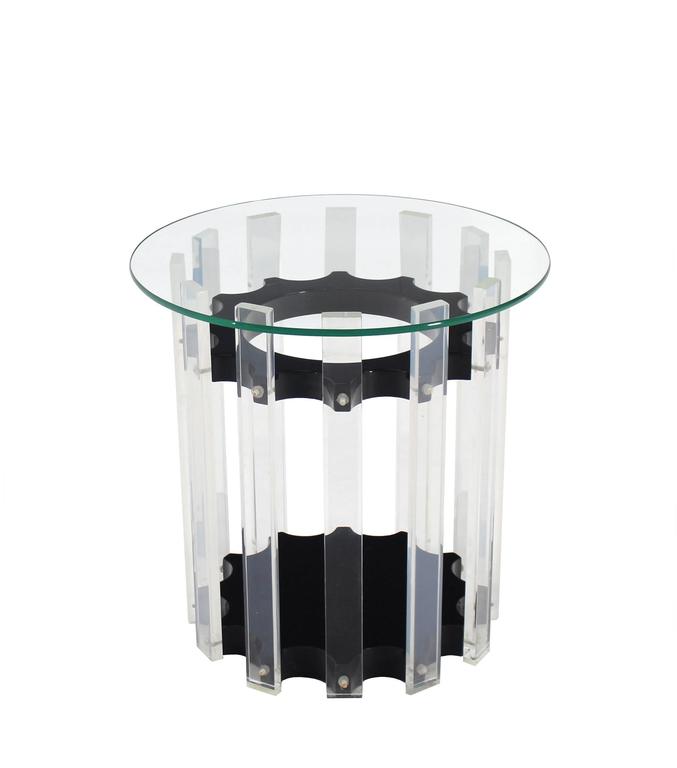 Lucite Base Round Side Table For Sale at 1stDibs