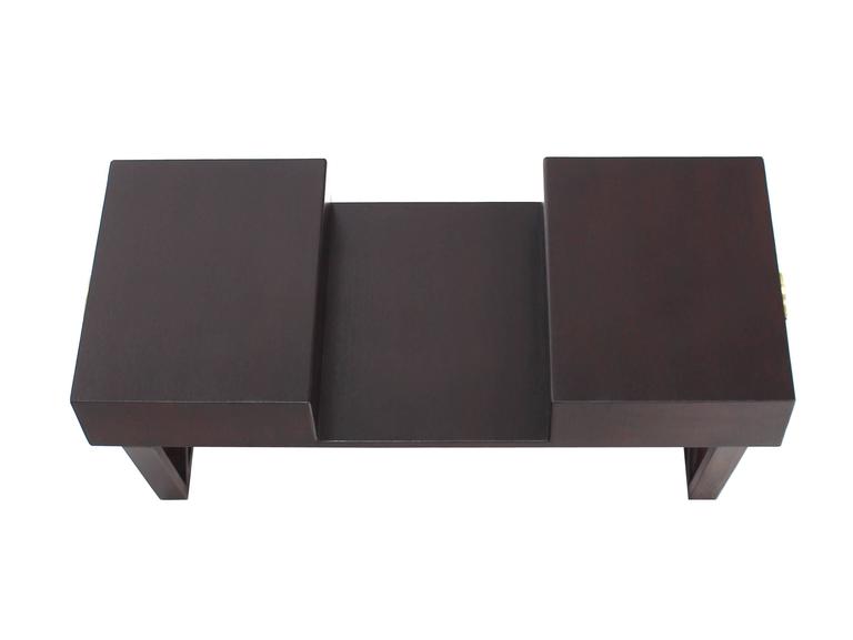 Bi Level Coffee Table with Two Side Drawers Storage in Espresso Finish ...