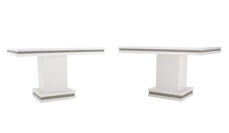 Pair of White Lacquered Grass Cloth Square Game Tables at 1stDibs