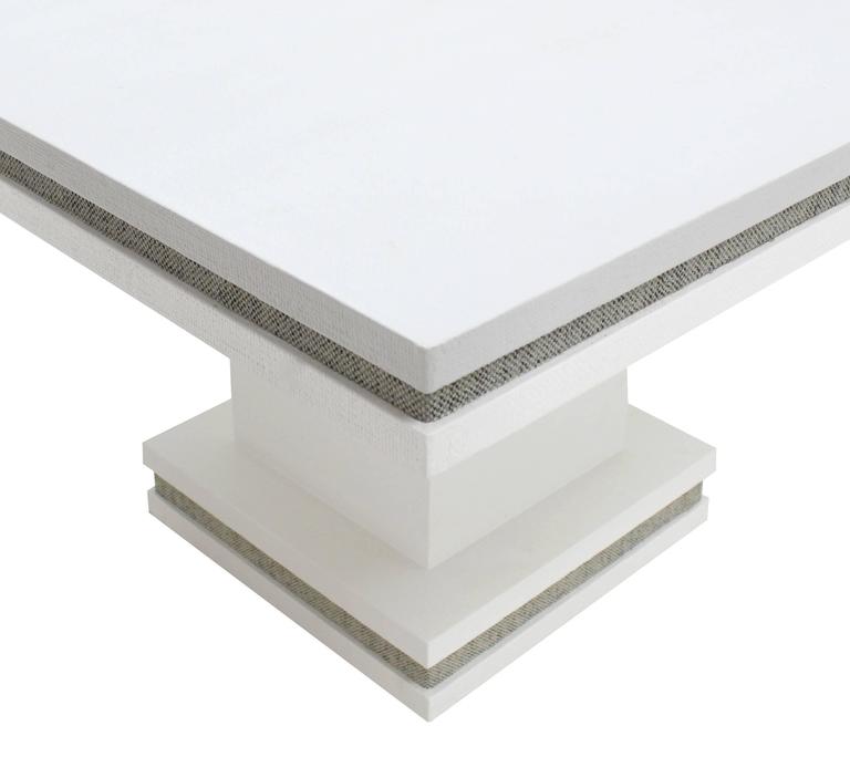 Pair of White Lacquered Grass Cloth Square Game Tables at 1stDibs