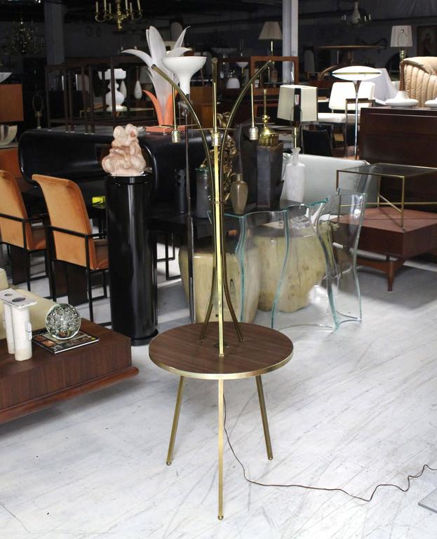 Brass Tri Leg Tripod Base Round Side Table Floor Lamp For Sale at 1stDibs