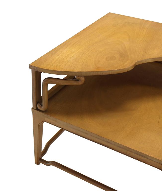 Large Mid Century Modern Asian Inspired Corner Two Tier Step Table at ...