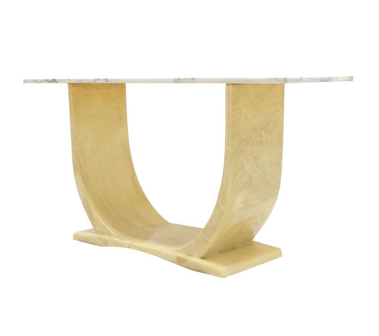 U Shape Base Marble Top Mid Century Modern Console Sofa Hall Table For ...