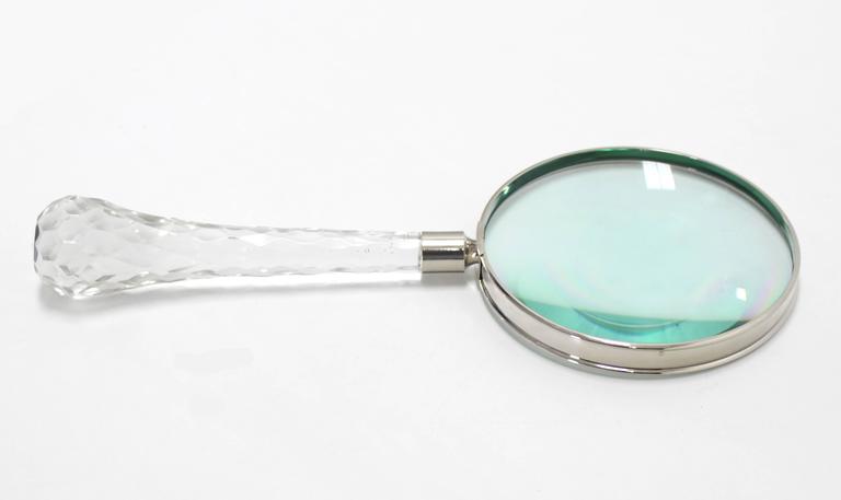 Very large Cut Crystal Handle Magnifying Glass Rare Fancy at 1stDibs