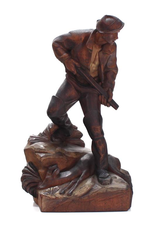 Fine Carved Wood Hunter with Gun Deer Sculpture at 1stDibs | kichijoten ...