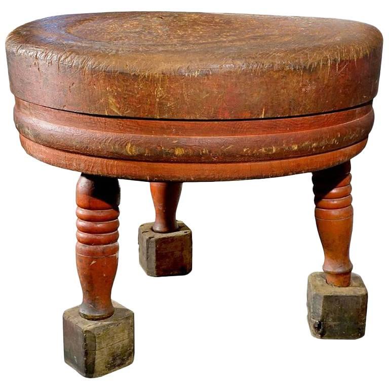 Early American Turned Stump Butcher's Block For Sale at 1stDibs