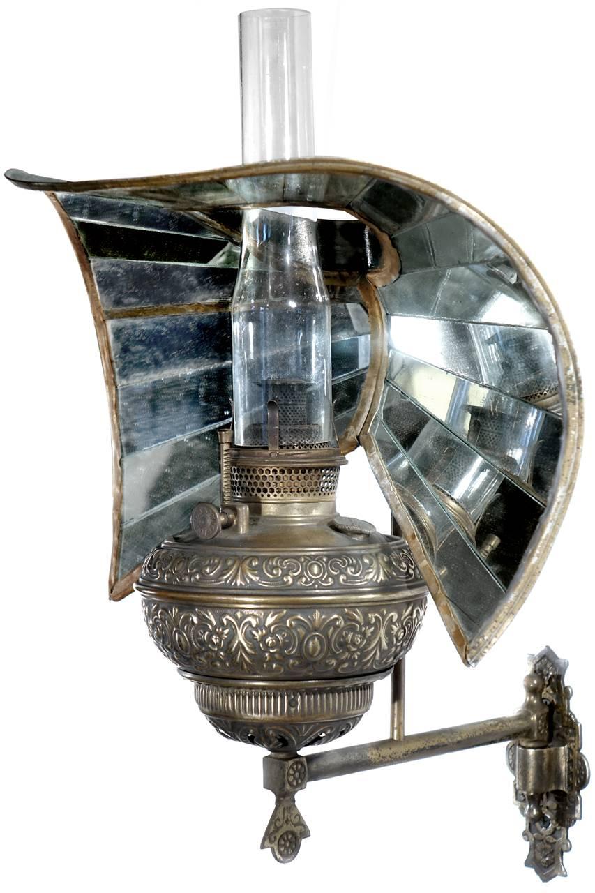 Wheeler Fish Tail Mirrored Reflector, Pullman Car Sconce at 1stDibs