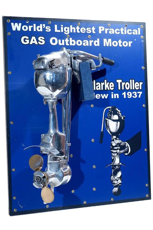 Beautiful Clark Outboard Engine on Display Board at 1stDibs