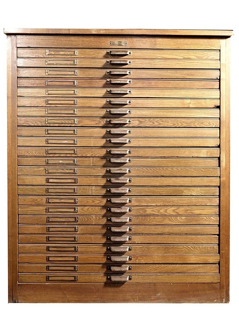 1800s Oak 24-Draw Flat File at 1stDibs