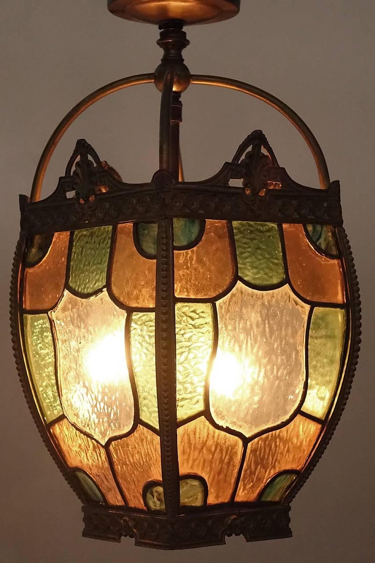 Tudor Style Stained Glass Hall Light at 1stDibs