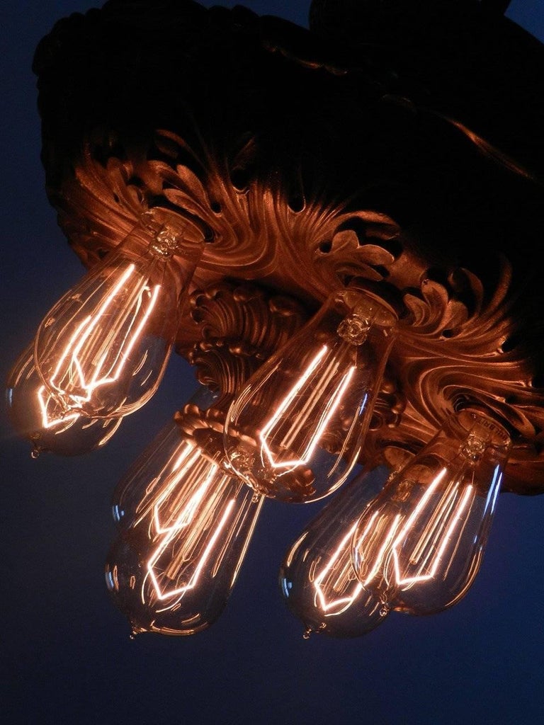 Solid Bronze Seven-Bulb Theater Light at 1stDibs