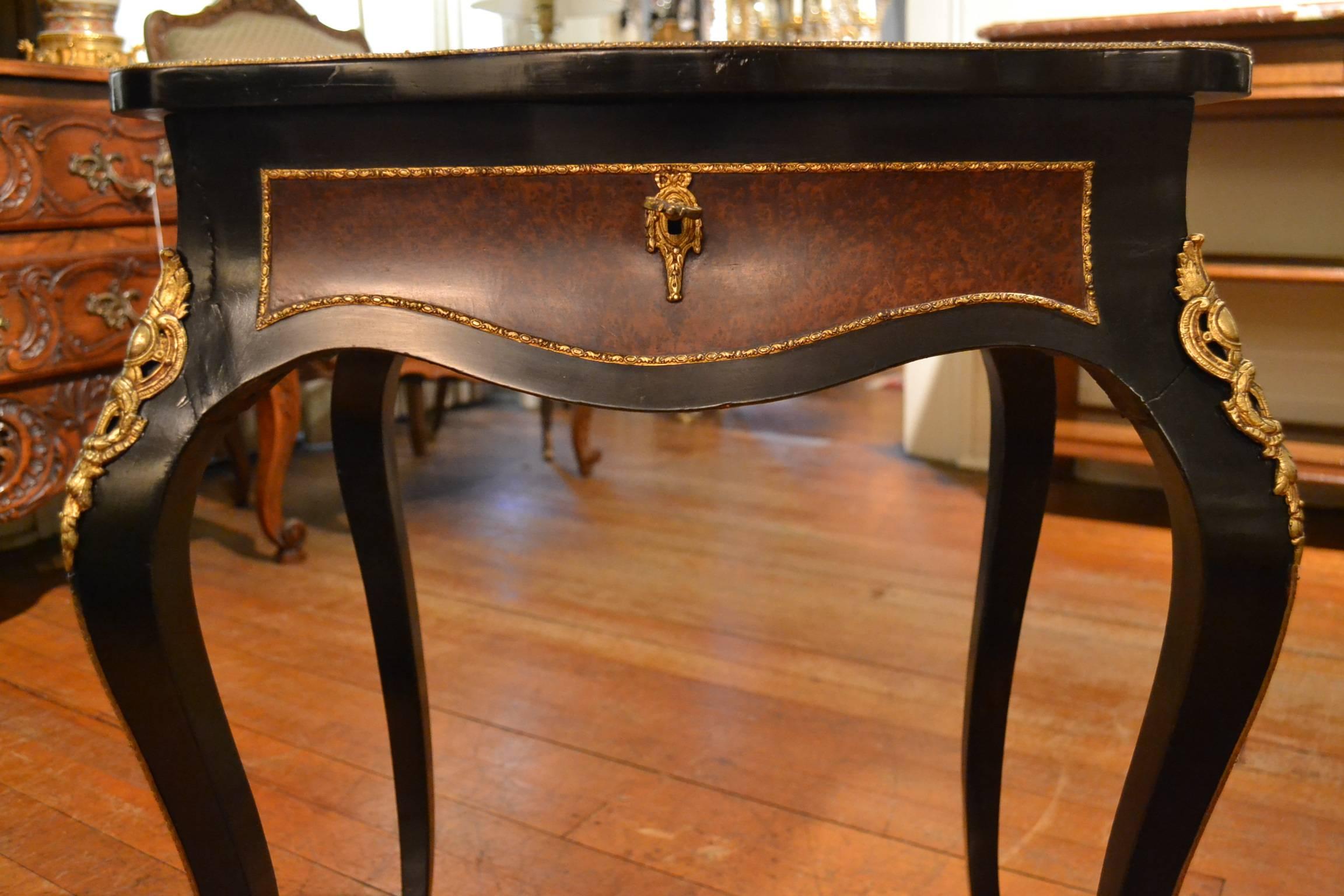Antique French Napoleon III Inlaid Wood Gold Ormolu Dressing Table ...