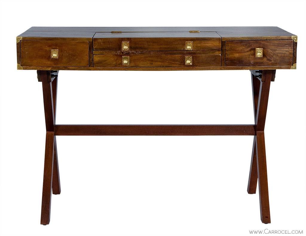 Mid-Century Campaign Style Desk For Sale at 1stDibs