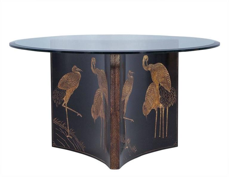 Illustrated Chinoiserie Style Round Dining Table at 1stDibs