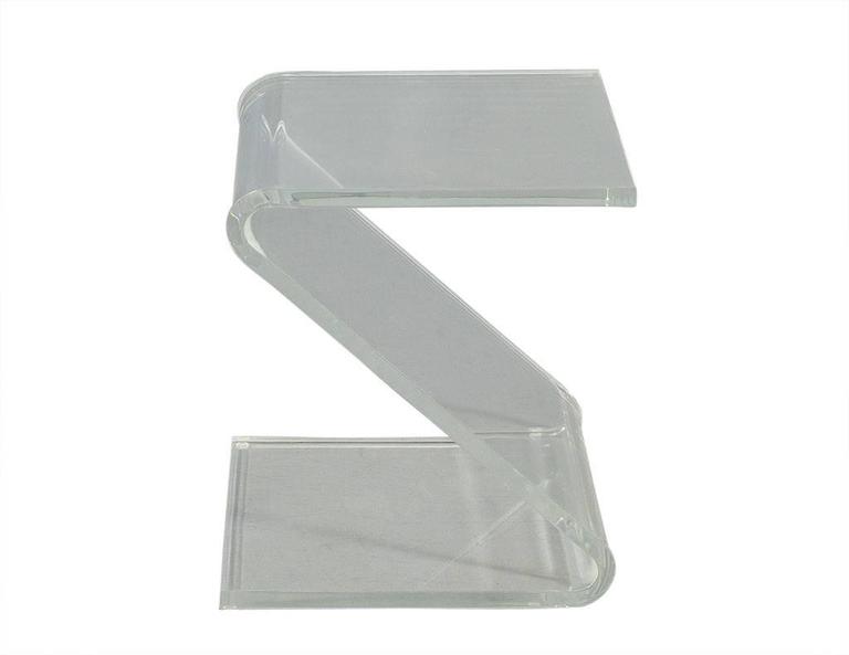 Z-Shaped Acrylic Side Table, Attributed to John Mascheroni at 1stDibs