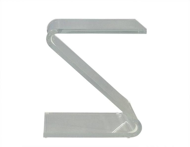 Z-Shaped Acrylic Side Table, Attributed to John Mascheroni at 1stDibs