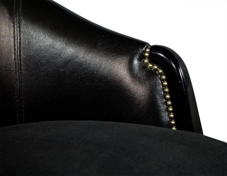 Pair of Black Leather Curved Back Club Chairs at 1stDibs
