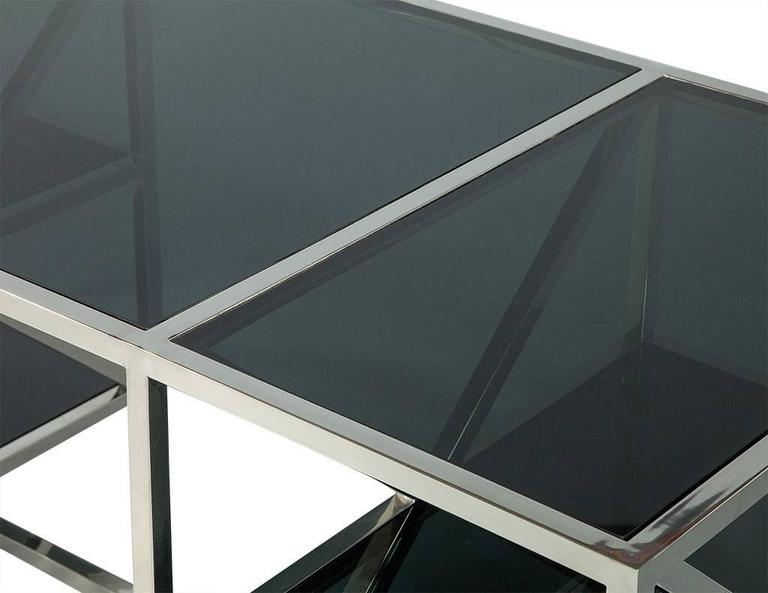 Modern Smoked Glass and Stainless Steel Desk at 1stDibs