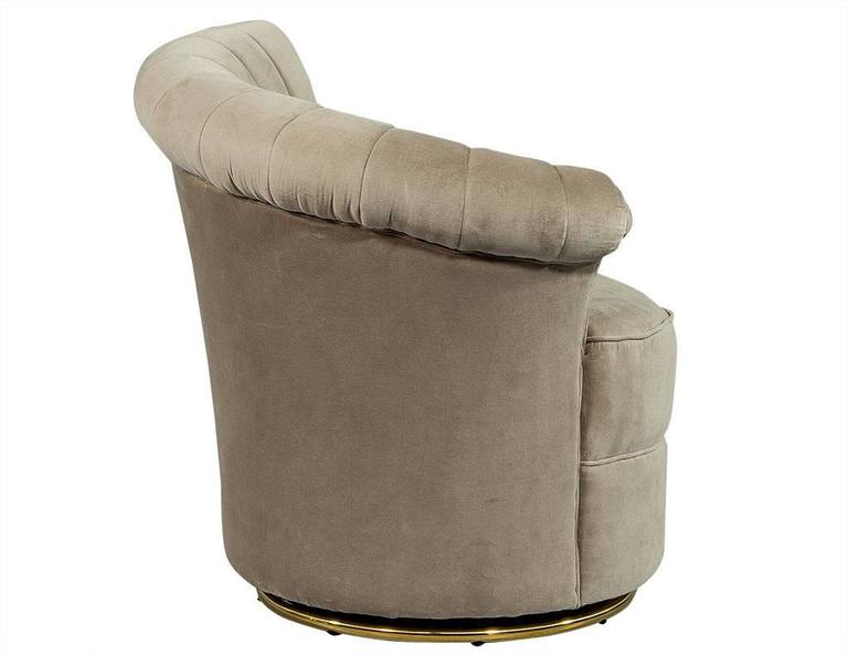 Pair of Beige Velvet Swivel Shell Occasional Chairs at 1stDibs | beige ...