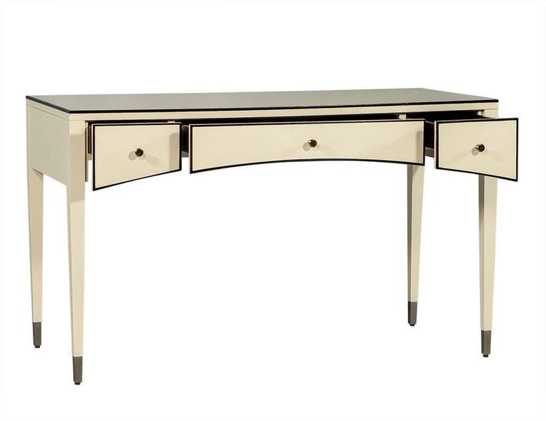 Cream Lacquered Traditional Writing Desk at 1stDibs | cream writing desk
