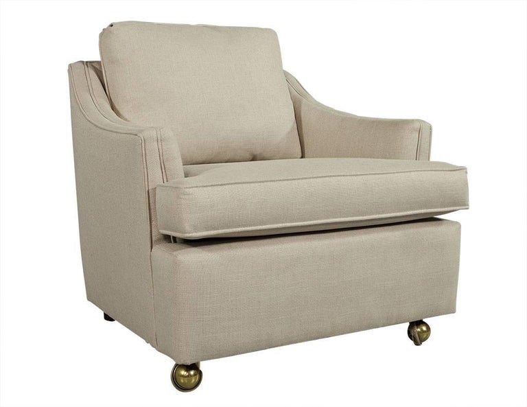 Pair of Midcentury Upholstered Parlor Chairs For Sale at 1stdibs