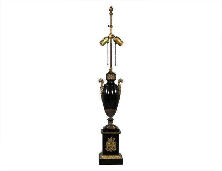 Pair of Marble and Bronze Regency Antique Table Lamps at 1stDibs