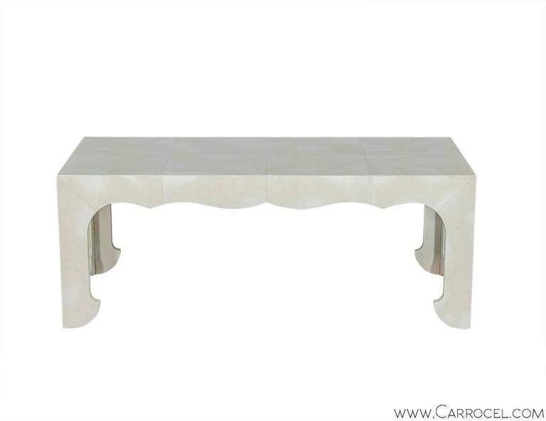 Hickory White Modern Vellum Parchment Cocktail Table at 1stDibs