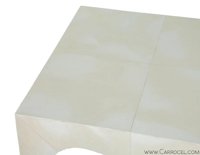 Hickory White Modern Vellum Parchment Cocktail Table at 1stDibs