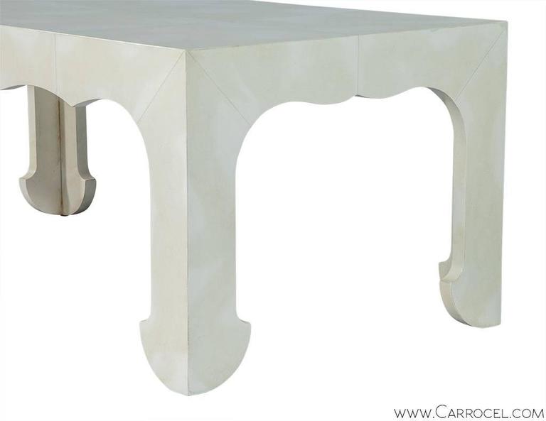 Hickory White Modern Vellum Parchment Cocktail Table at 1stDibs