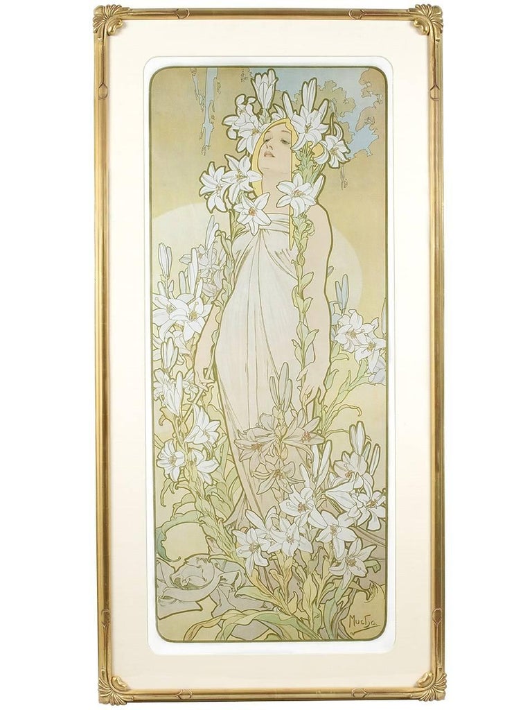 French Art Nouveau Lithographs "Les Fleurs" by Mucha at 1stDibs