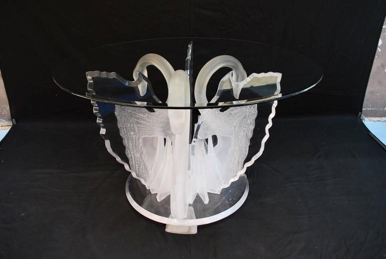 Beautiful Lucite Swan Table in the Style of Charles Hollis Jones at 1stDibs