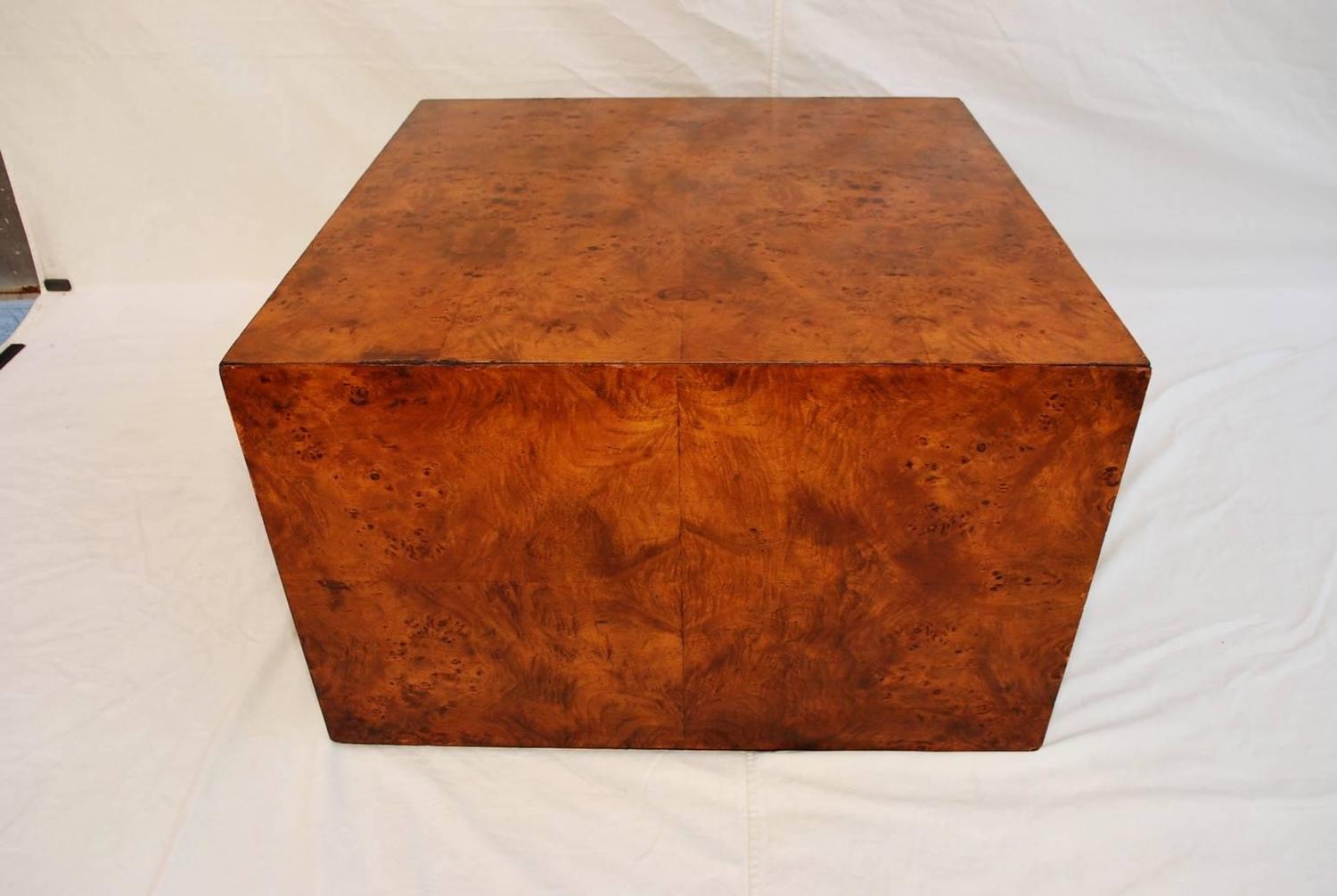Elegant large burl walnut wood cube table by Milo Baughman For Sale at ...