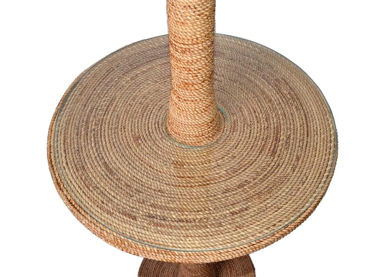 Mid-Century Modern Rope Floor Lamp with Glass Table at 1stDibs