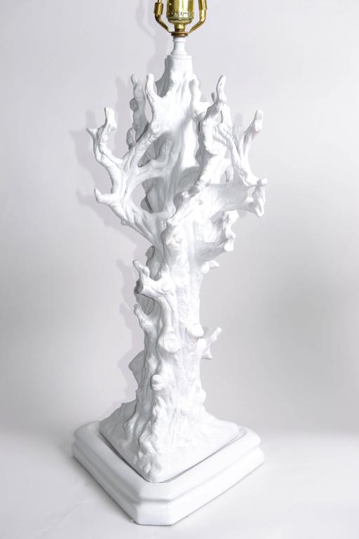 White Porcelain Tree Branches Table Lamps, Pair For Sale at 1stDibs