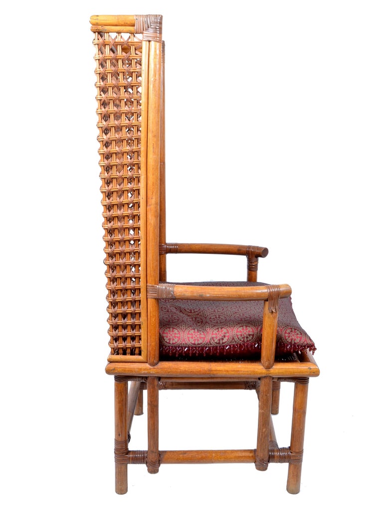 Vintage Bamboo and Cane Chinese Chinoiserie Style High Back Chair For ...