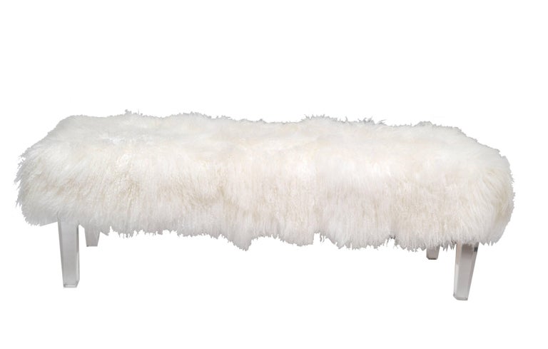 Tibetan Sheepskin Bench with Lucite Legs at 1stDibs | tibetan sheepskin ...