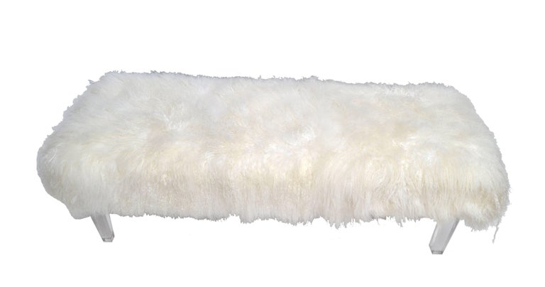 Tibetan Sheepskin Bench with Lucite Legs at 1stDibs | tibetan sheepskin ...
