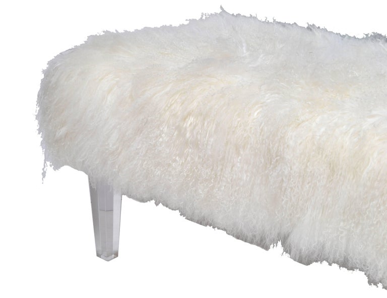 Tibetan Sheepskin Bench with Lucite Legs at 1stDibs | tibetan sheepskin ...