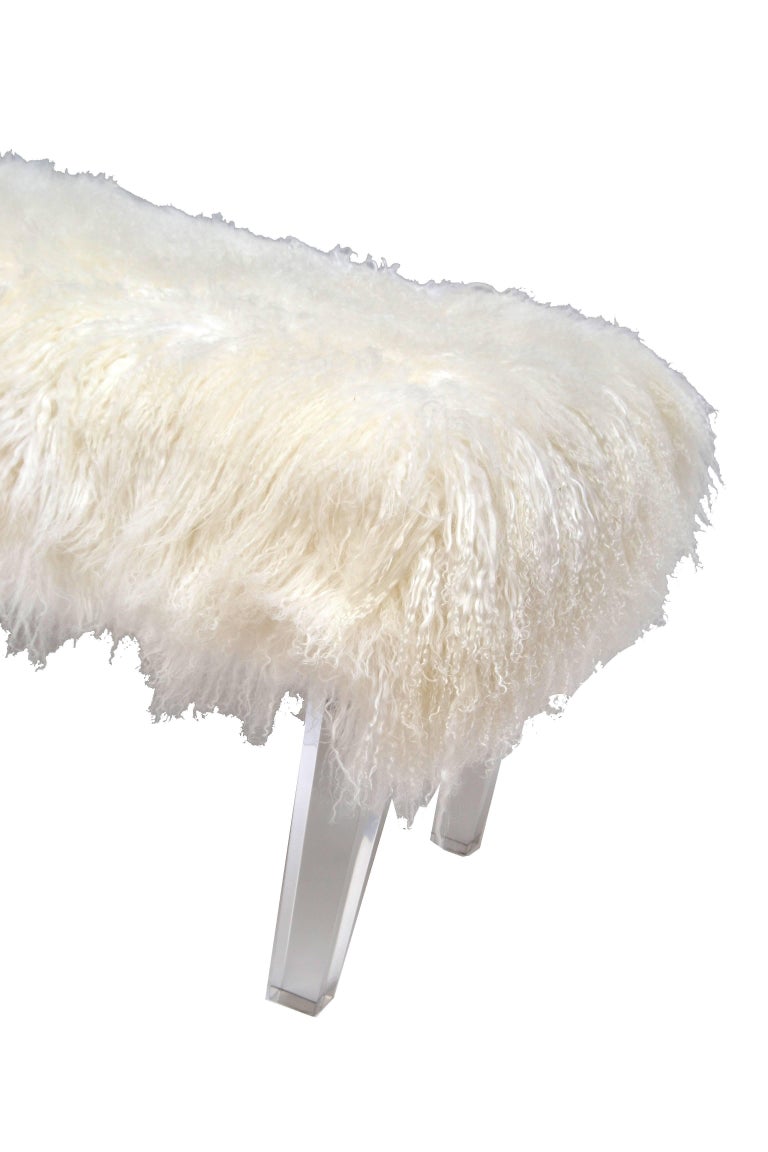 Tibetan Sheepskin Bench with Lucite Legs at 1stDibs | tibetan sheepskin ...