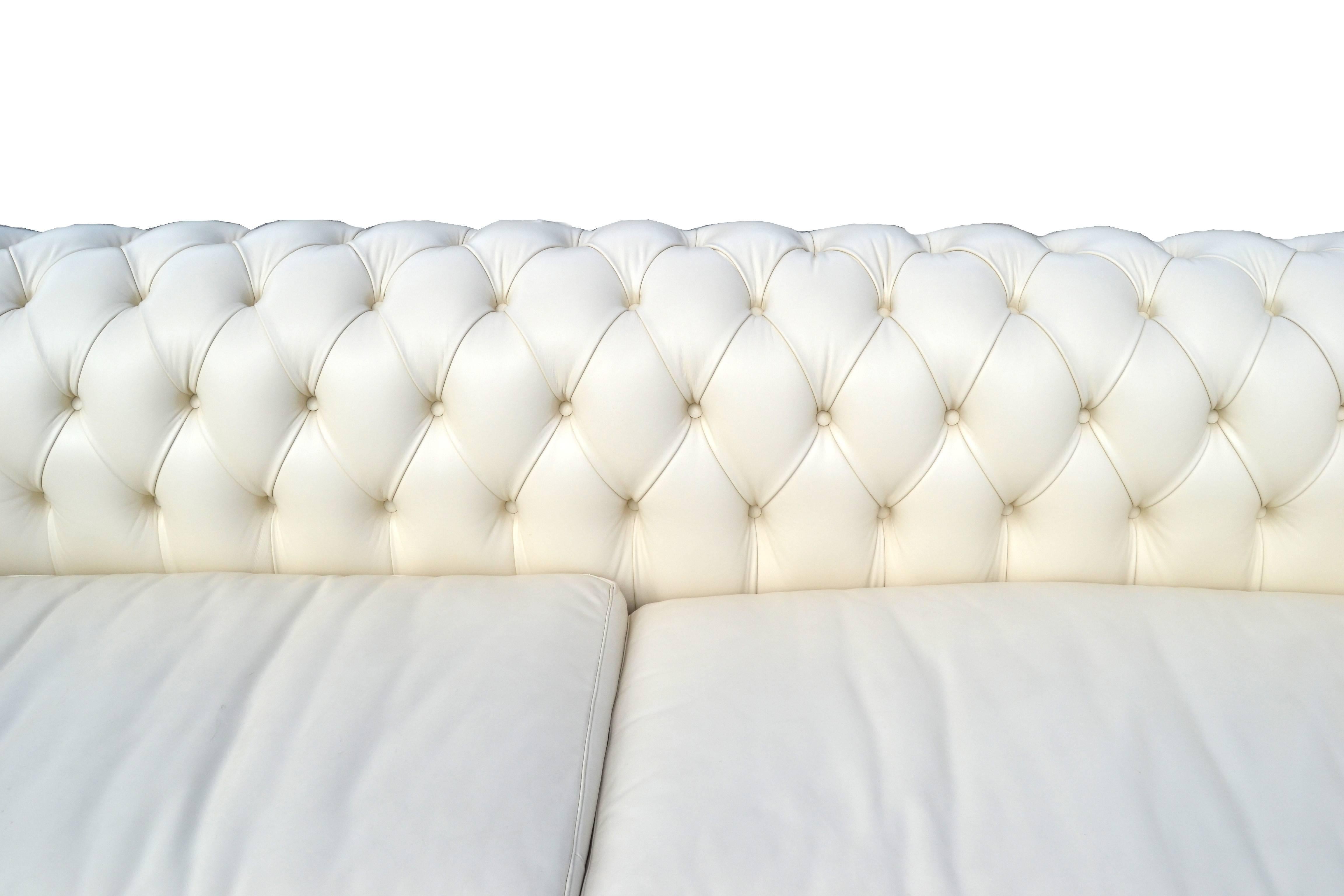 Fendi Casa Albino Tufted Leather Sofa in Chesterfield Style For Sale at ...
