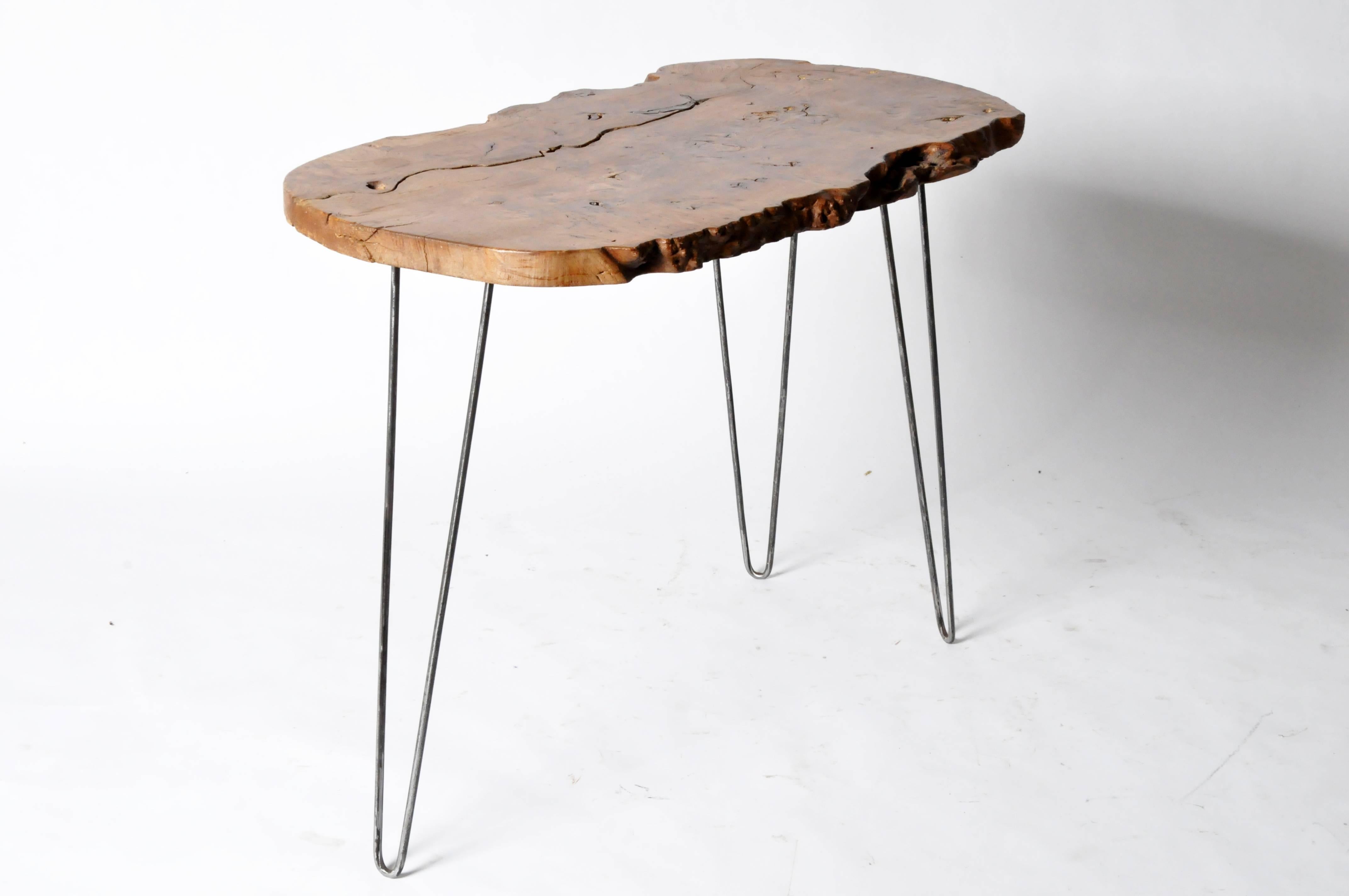 Reclaimed Walnut Slab Side Table For Sale at 1stDibs