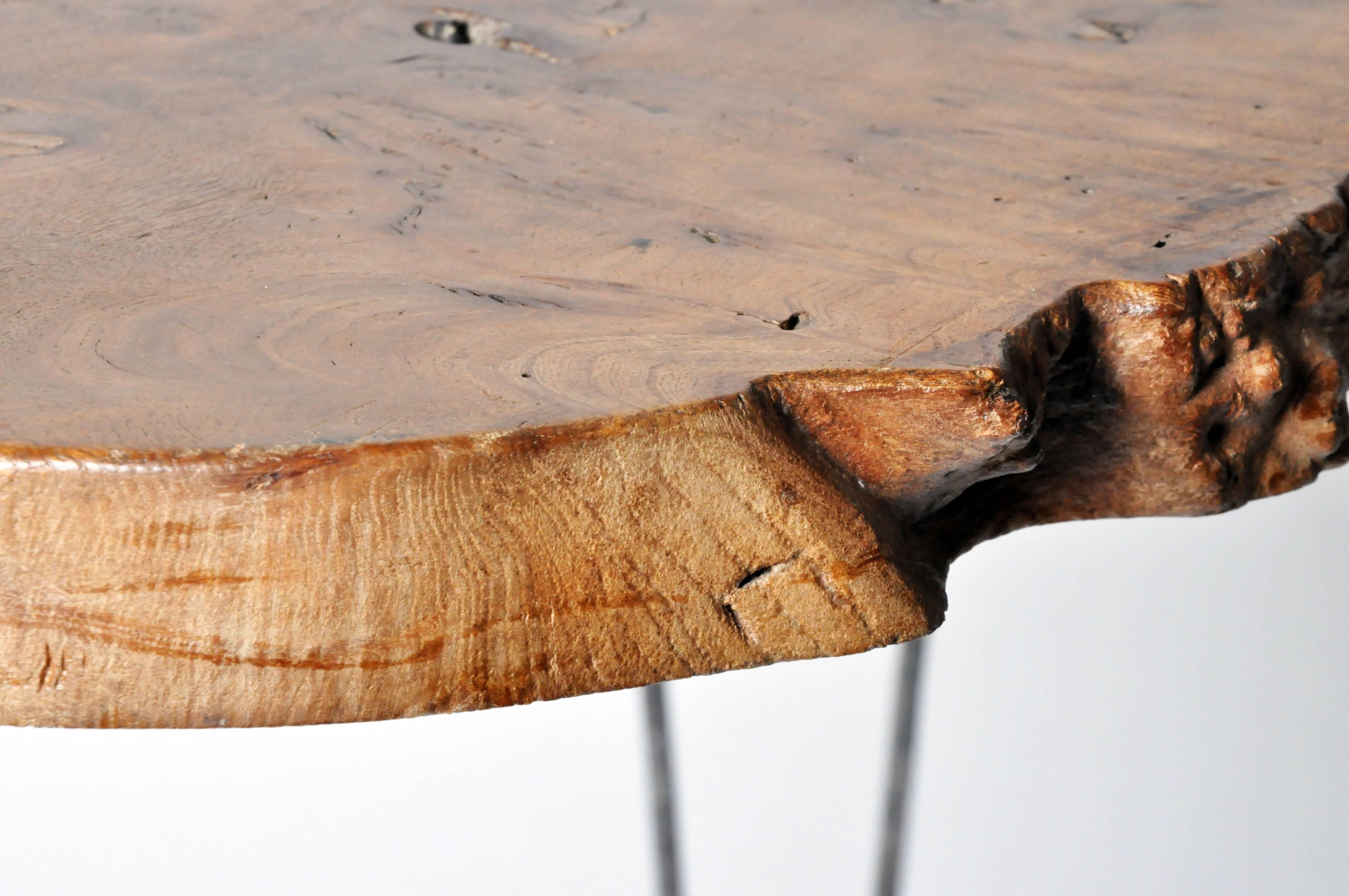 Reclaimed Walnut Slab Side Table For Sale at 1stDibs
